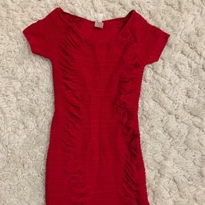 Dresses | Red Ruched Bodycon Mini Dress | Poshmark
